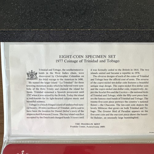 Franklin Mint Republic of Trinidad and Tobago 1977 Eight coin specimen ...
