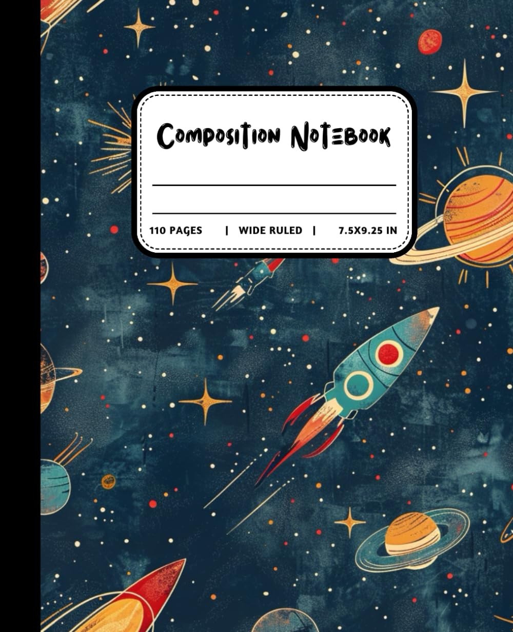 Composition Notebook Wide Ruled: Rockets in Space Illustration Notebook ...