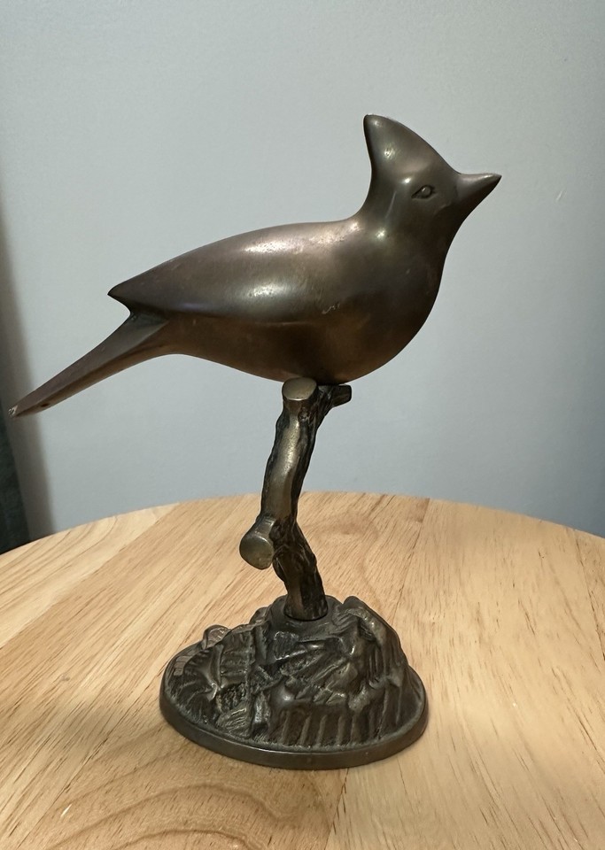 Leonard Solid Brass Cardinal Blue Bird Bird On Perch Korea 6” Statue ...