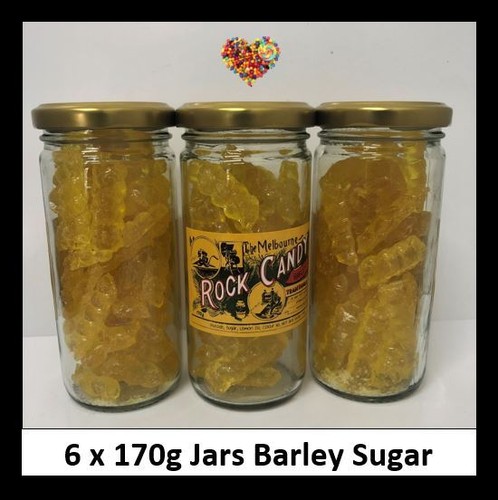 ROCK CANDY BARLEY SUGAR 170G X 6 JARS 1KG BARLEY SUGAR LOLLIES ...
