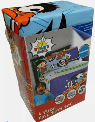 NEW Ryan's World Bedding Super Soft Microfiber Full Bed 4 Piece Sheet ...