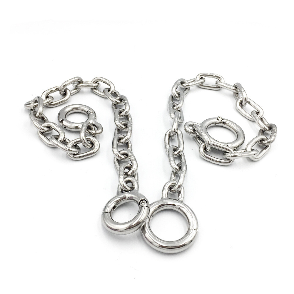 Stainless Steel Locking Thumb Toes Cuffs Slave Chain Shackles Restraint ...