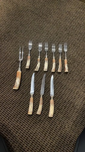 Finest Vintage ANTON WINGEN Germany Carving Set Steak Stag Handles ...