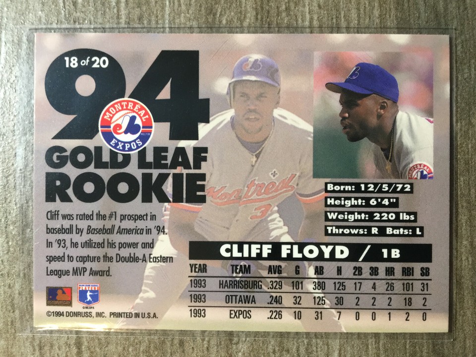 Cliff Floyd 1994 Leaf Gold Rookies #18 Montreal Expos | eBay