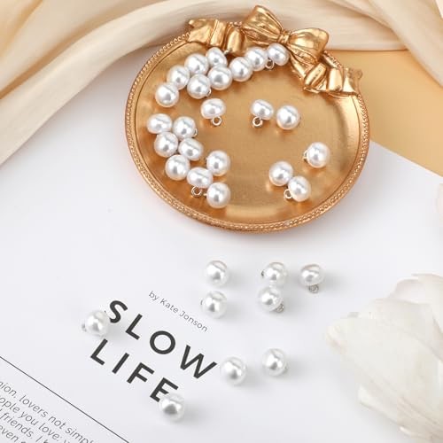 30 PCS Pearl Buttons for Clothes 10 mm Buttons for Sewing, Round Pearl ...