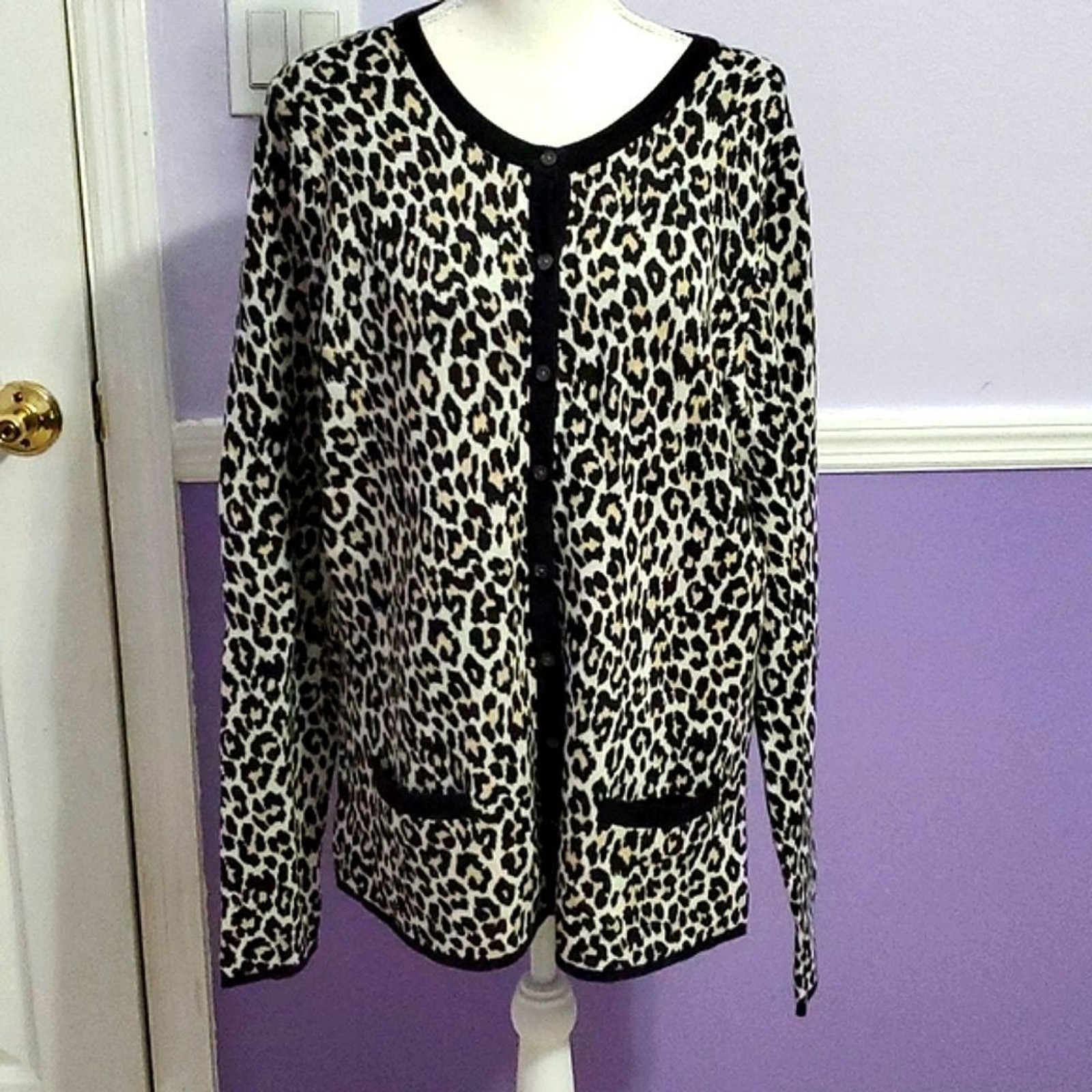 Lands' End Leopard Print Soft Supima Cotton Modest Longline Pullover ...