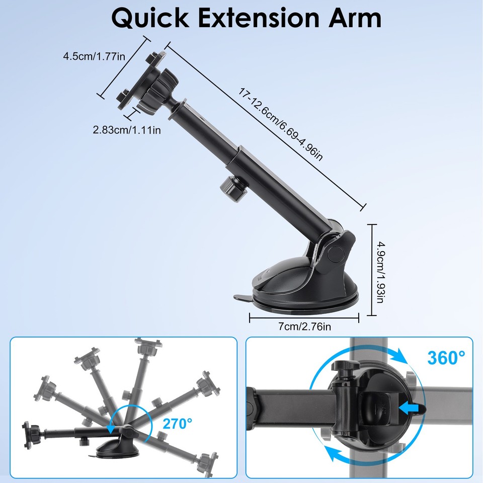 Suction Cup Car Mount for 7-11" CarPlay Screen Rotation Dashboard ...