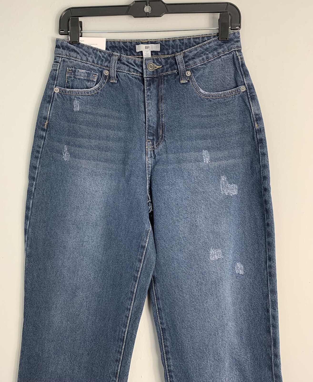 BP Bliue Jeans Straight Leg Dark Med Wash Light Distressed New Sz 27 ...