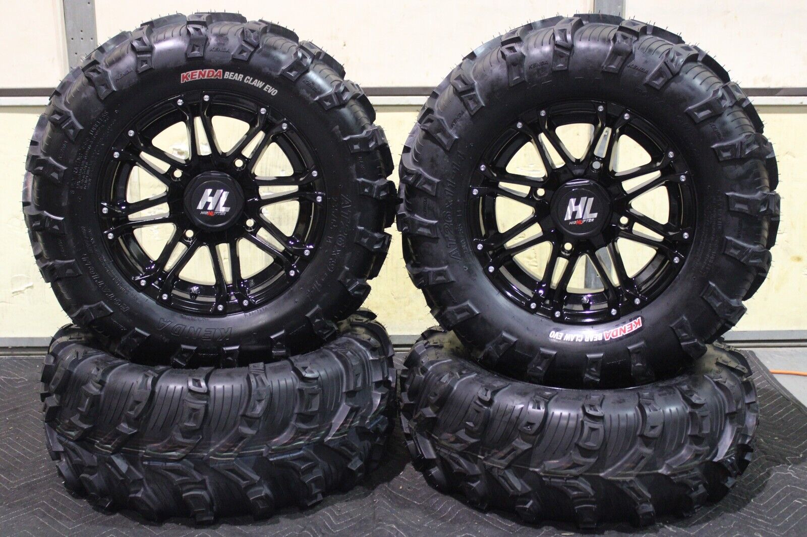 POLARIS RZR 570 26" BEAR CLAW EVO 14" HL3 BLK ATV TIRE & WHEEL KIT ...