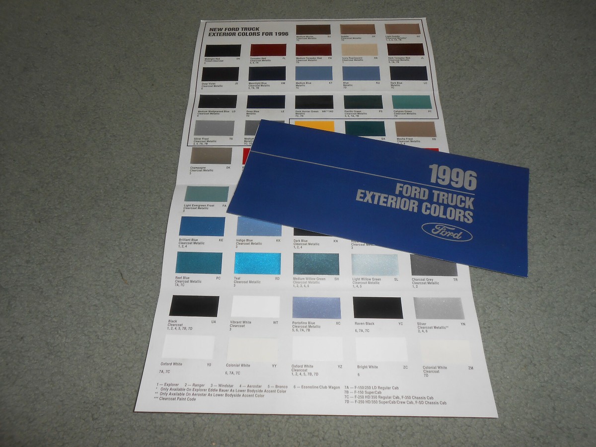1996 Ford Truck Color Chart Ford Trucks Paint Chart Color Reference