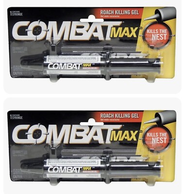 🔥(2-PACK) Combat Max Roach Insect Bug Killing Gel Syringe Tube Kills ...