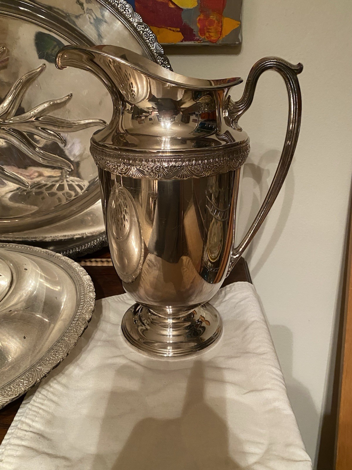 1847 Rogers Bros First Love Silverplate Pitcher with Ornate Floral Band ...