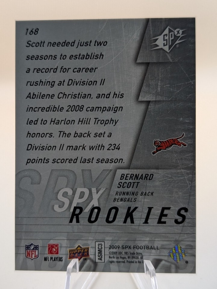 2009 SPx Football Bernard Scott SPX Rookies card Silver #168 Bengals ...