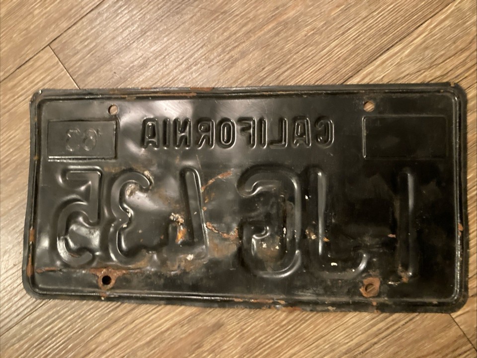 Vintage California CA License Plate 1963 Black Yellow USA! | eBay