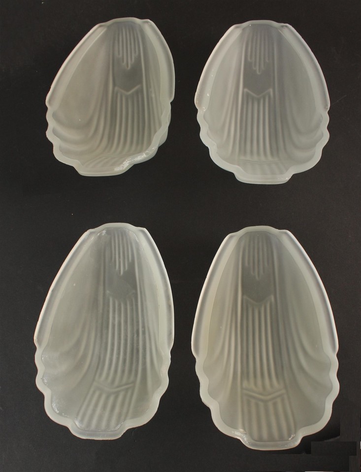4 Markel Replacement Light Fixture Art Deco Chevron Frosted Glass Slip ...