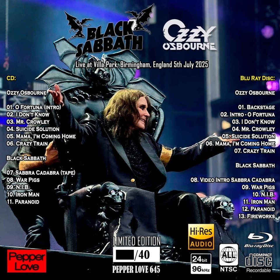 BLACK SABBATH / OZZY OSBOURNE BACK TO THE BEGINNING CD + BLU RAY DISC ...