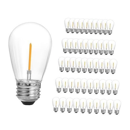 Dimmable 1W S14 Replacement LED Bulbs, 2200K Warm 50 Pack 2200k Warm ...