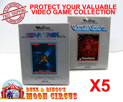 5x VECTREX CIB GAME - CLEAR PLASTIC PROTECTIVE BOX PROTECTOR SLEEVE ...