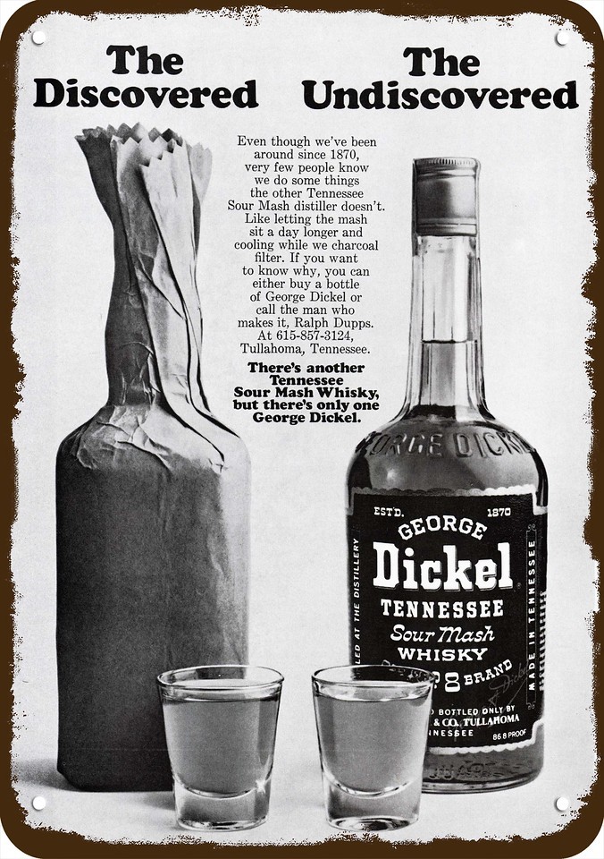 1970 GEORGE DICKEL Tennessee Whisky Vintage-Look *DECORATIVE REPLICA ...