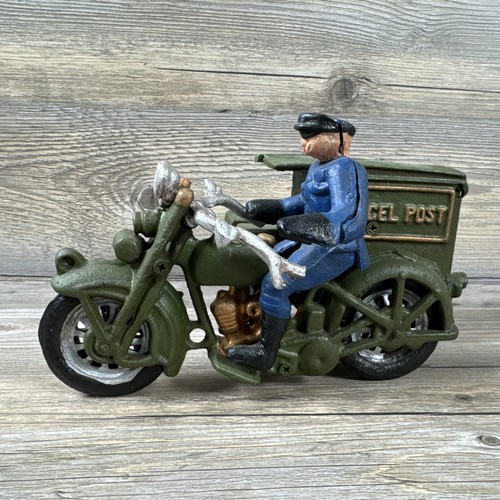 VINTAGE CAST IRON PARCEL POST MOTORCYCLE WITH RIDER | eBay