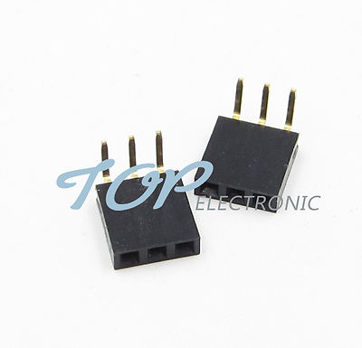 10pcs 2.54mm pitch 1x3Pin Header Right Angle Female Single Row Socket ...