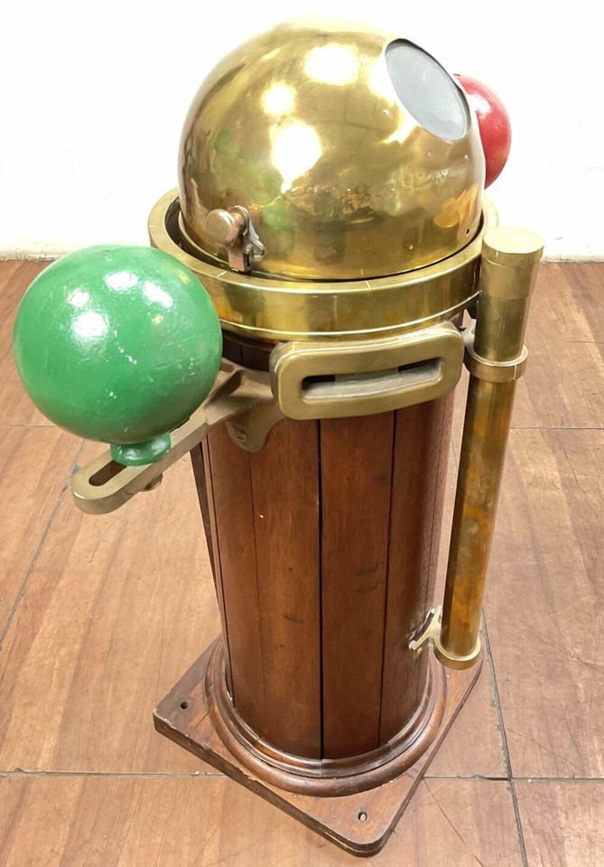 ANTIQUE A. LIETZ MAHOGANY BRASS 45" SHIPS BINNACLE, NEPTUN COMPASS ...