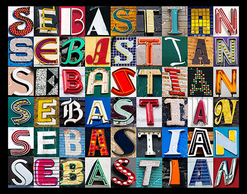 SEBASTIAN Name Poster featuring photos of actual sign letters | eBay