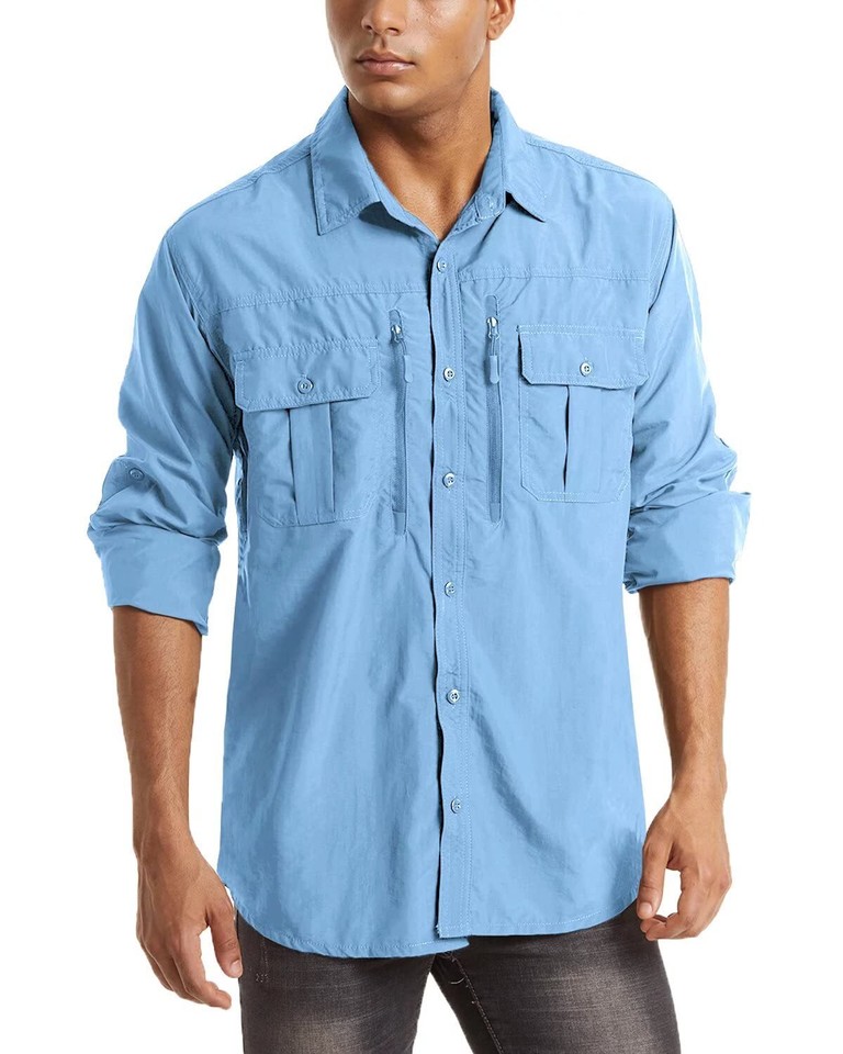 Men's Outdoor Hiking Shirt UPF50+ Sun Protection Long Sleeve Quick Dry ...