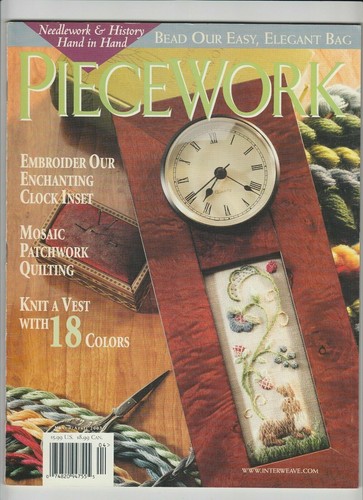 Piecework Magazine March April 2003 Mosaic Patchwork Knit Vest Clock ...