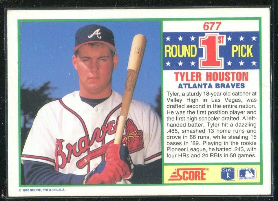 1990 Score Baseball Tyler Houston #677 1st Round Pick Atlanta Braves | eBay
