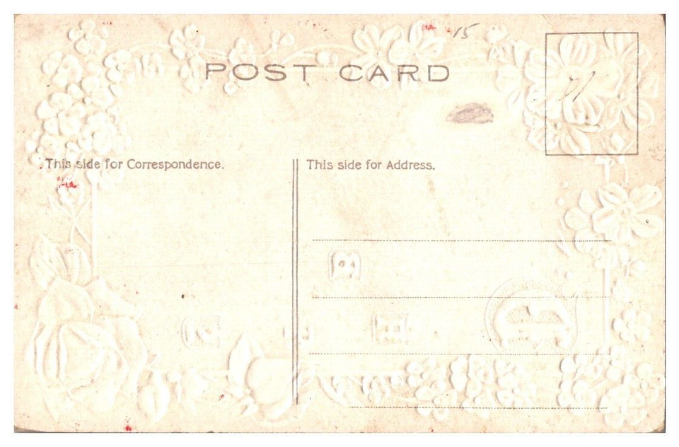 Vintage Divided Back Postcard Embossed New Years Blessing Flowers ...