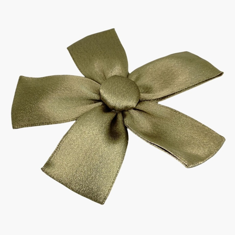 Gold Lame Bow Lapel Pin Ribbon Brooch Statement Runway | eBay