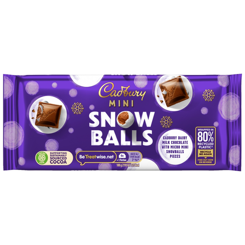 Cadbury Dairy Milk Mini Snowballs Chocolate bars 20 x 110g FULL CASE ...