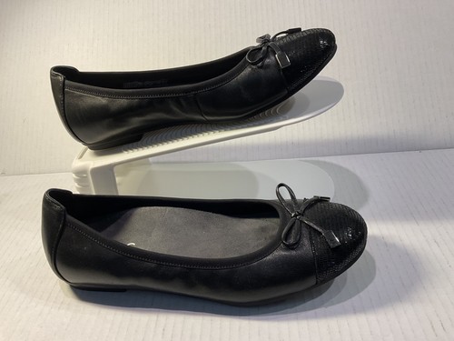 Vionic 6.5 Black Leather Cap Toe Bow Ballet Flats Orthotic insole | eBay