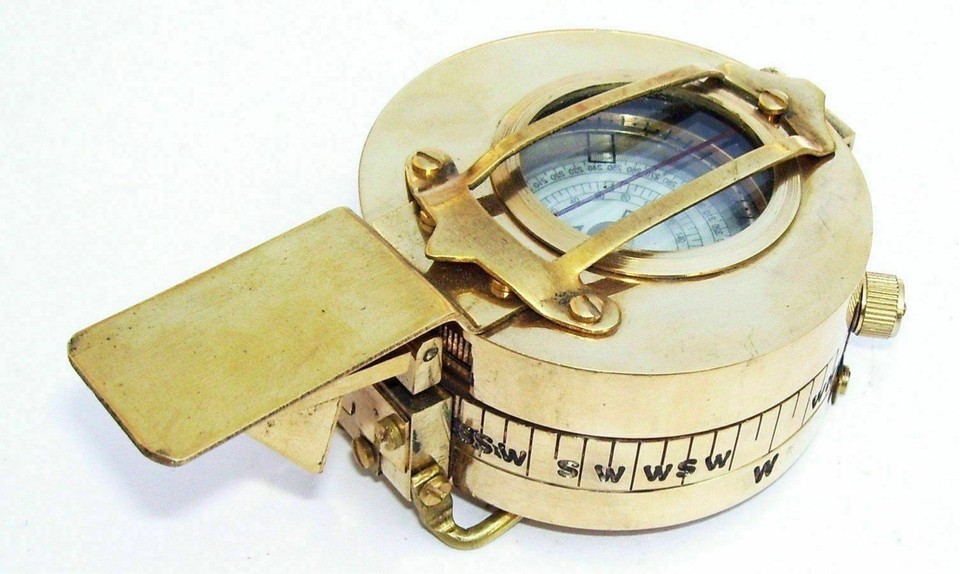 MILITARY COMPASS ENGINEERING COMPASS PRISMATIC COMPASS BRASS VINTAGE ...