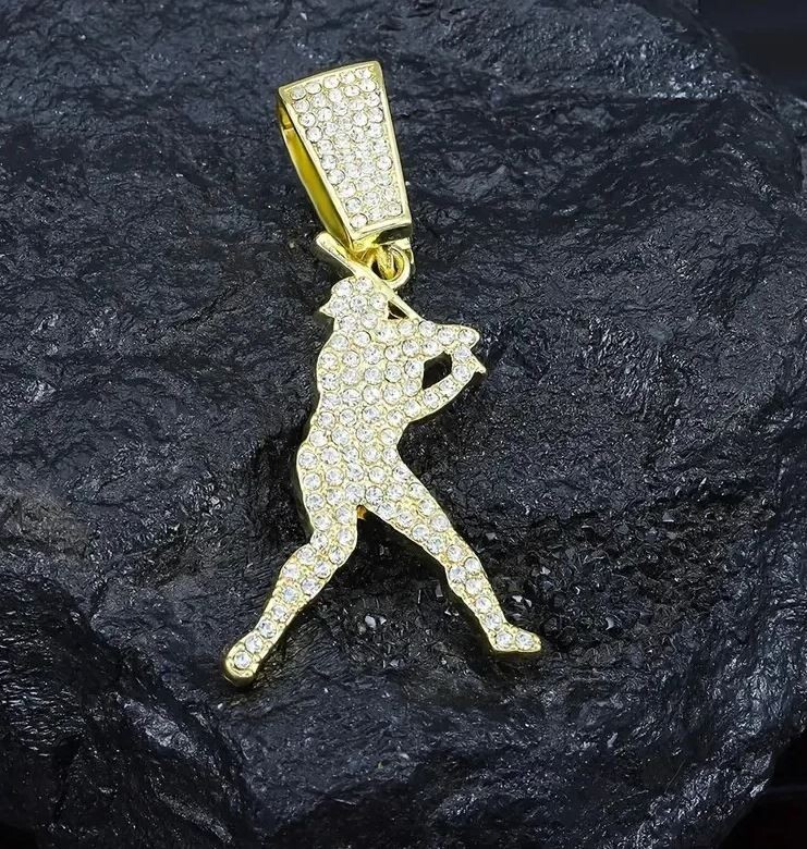 14K Gold Plated Iced CZ 18mm Cuban Link 30" Drip Chain + Baseball ...