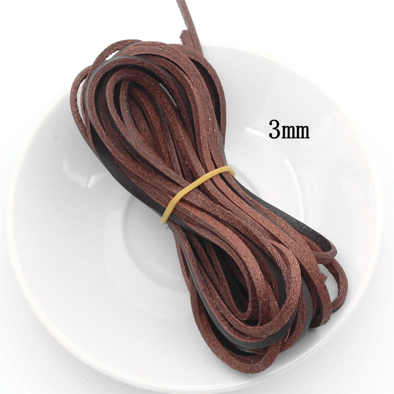 5M DIY Flat Real Genuine Leather Rope Cord Strap String First Layer ...
