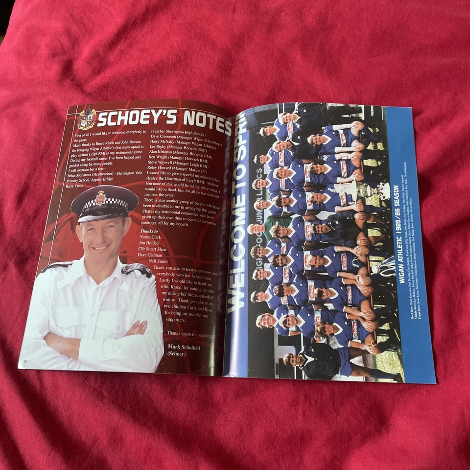 2000 LEIGH RMI V WIGAN ATHLETIC MARK SCHOFIELD TESTIMONIAL GAME ...