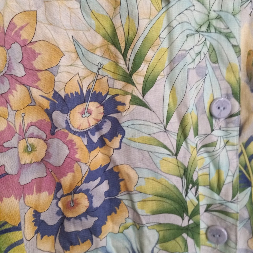 Hearts Of Palm Floral Hawaiian Shirt-Size 22W-Tween Waters-Linen Blend ...
