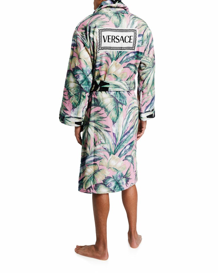 VERSACE Men's Palm-Print Cotton Robe B4927 Size Large | eBay