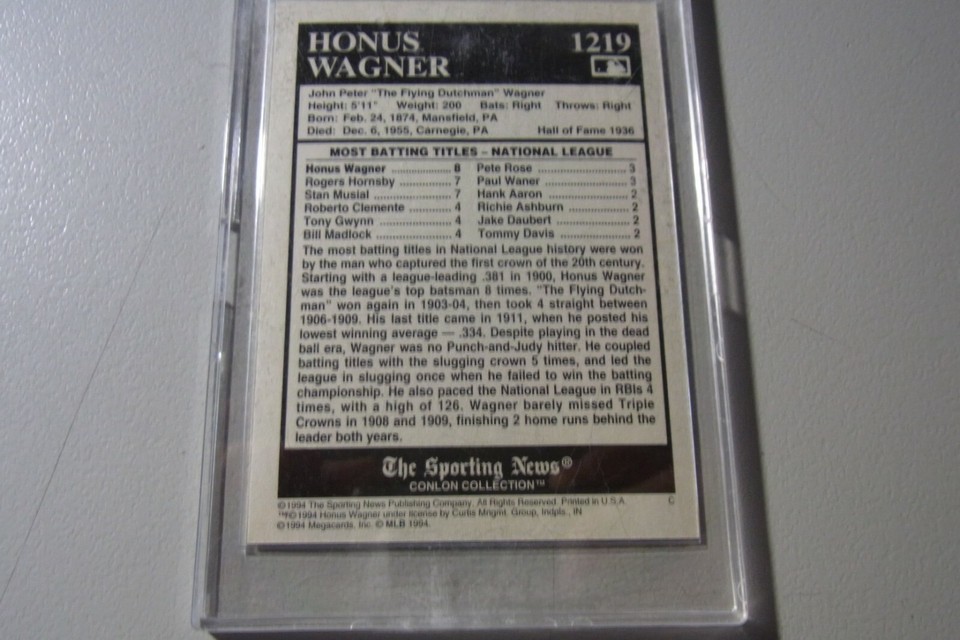 1994 The Sporting News Conlon Collection Honus Wagner #1219 HOF | eBay