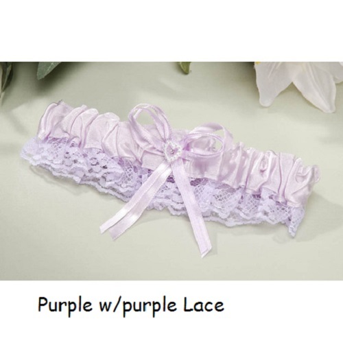 Wedding Garters Satin & Lace, Ribbon Bow w/ heart Blue,Black,Red,Pink ...