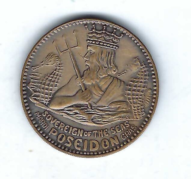 1979 KREWE POSEIDON H. ALVIN SHARPE AMERICAN SAIL SHIP BOAT COIN MEDAL ...