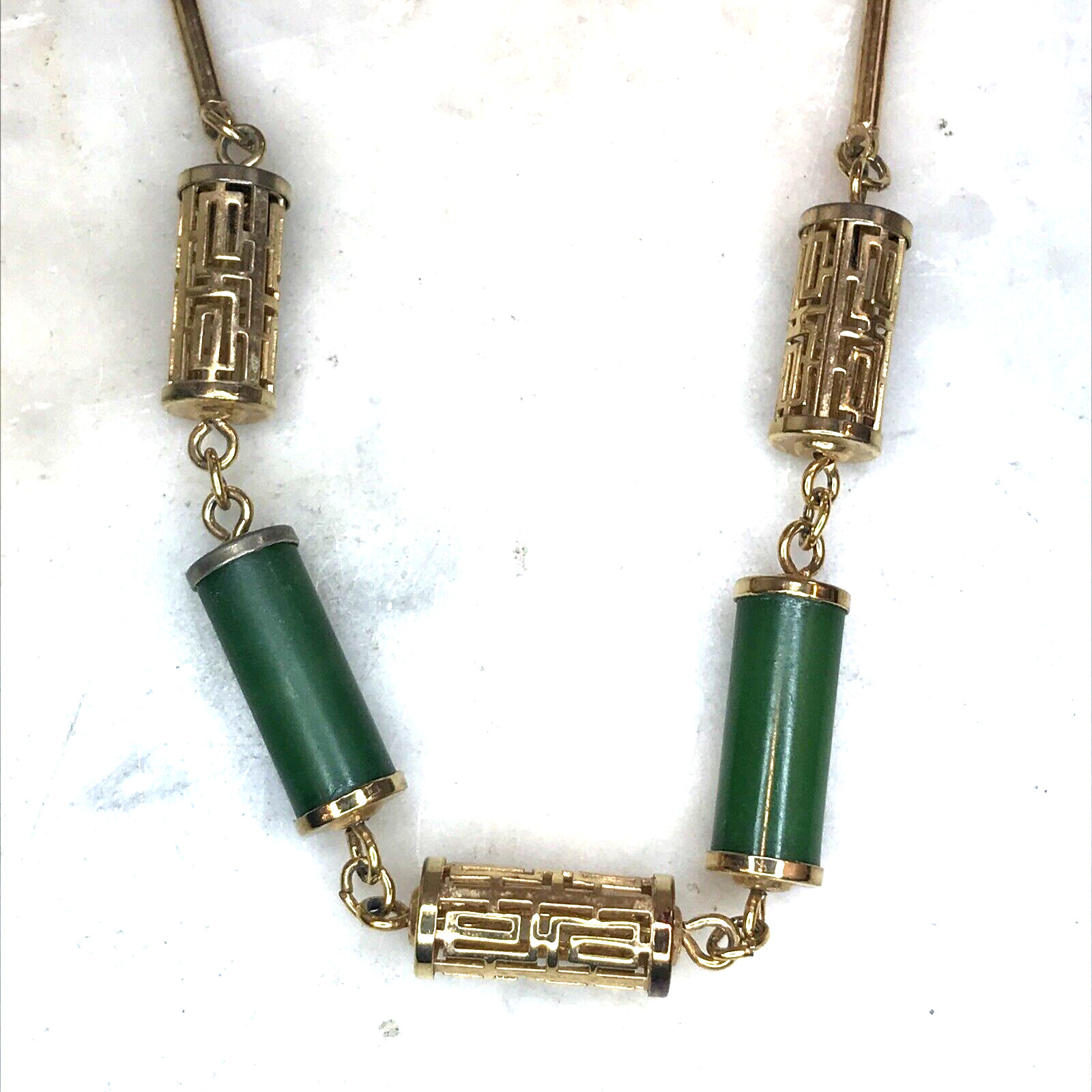 SARA COVENTRY Filigree Barrel Asian Jade-Green Gold T… - Gem