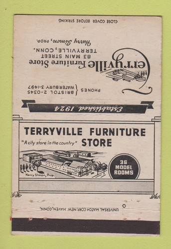 Matchbook Cover - Terryville Furniture Store CT 40 Strike | eBay