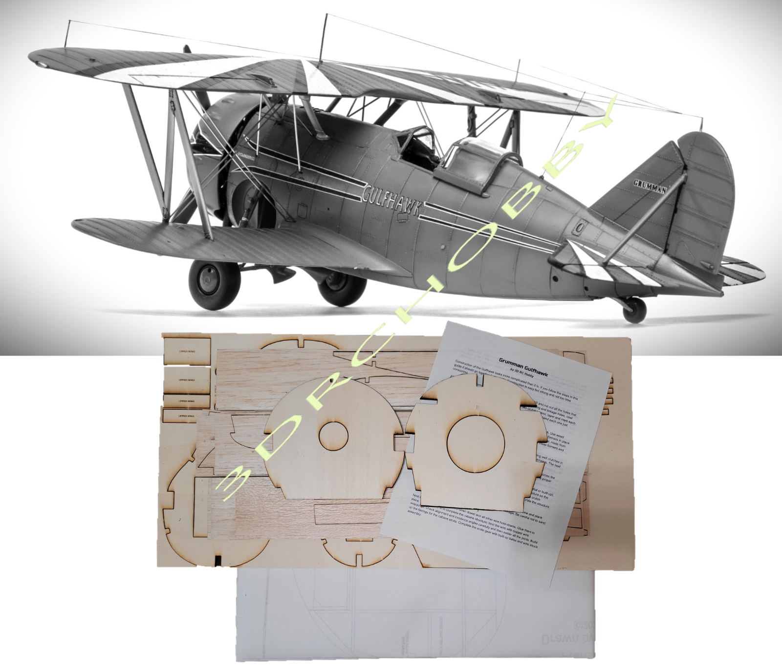 Grumman Gulfhawk 54" WS RC Airplane Kit Laser Cut Balsa Ply Short Kit ...