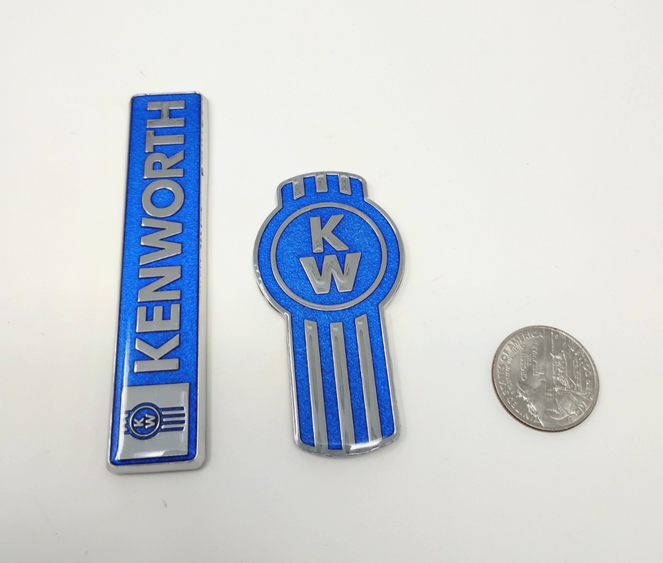 kenworth kw emblem metal truck semi chrome set blue | eBay