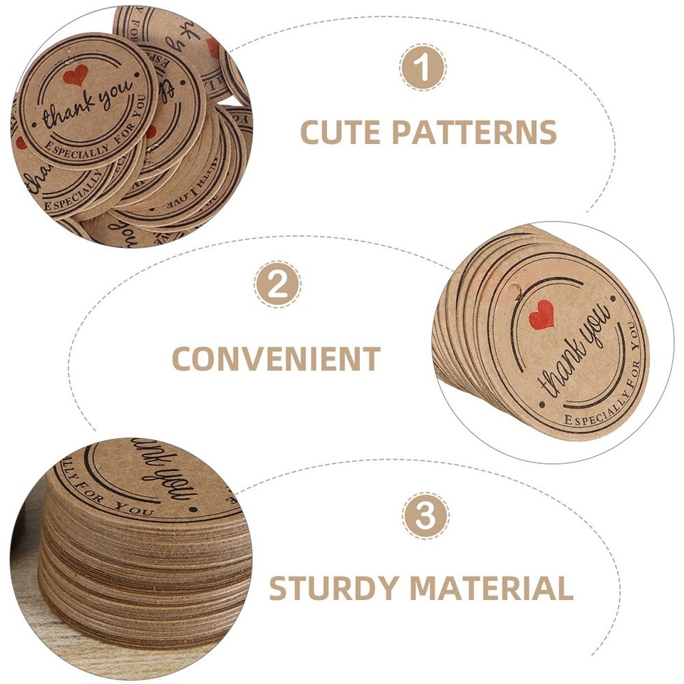 100 Pcs Blank Kraft Labels Paper Stick on Handmade Tag Hanger Tags ...