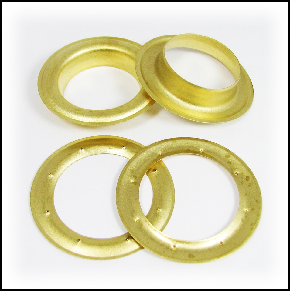 2pc. Large #12 (1.5" Hole) Satin Brass Curtain Grommets with Washers | eBay