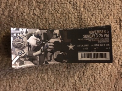 2017 DALLAS COWBOYS VS KANSAS CITY CHIEFS NFL TICKET STUB 11/5 | eBay
